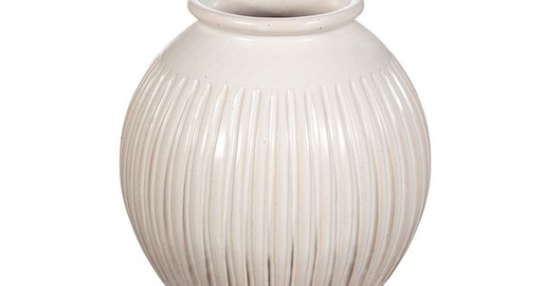 Grooved Vase Off White 16cm | Flower Vases